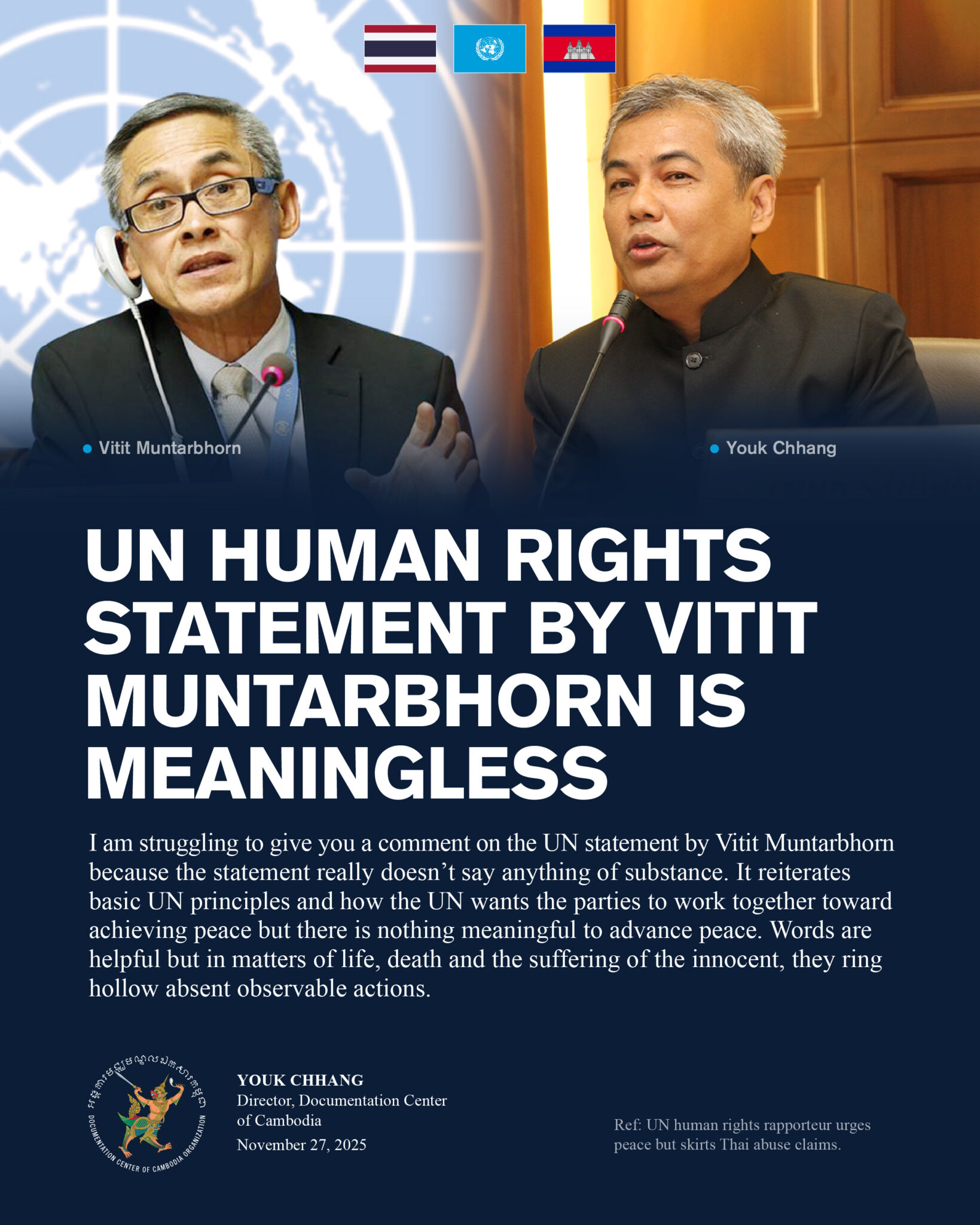 DCCAM VS THAILAND: UN HUMAN RIGHTS STATEMENT BY VITIT MUNTARBHORN IS ...
