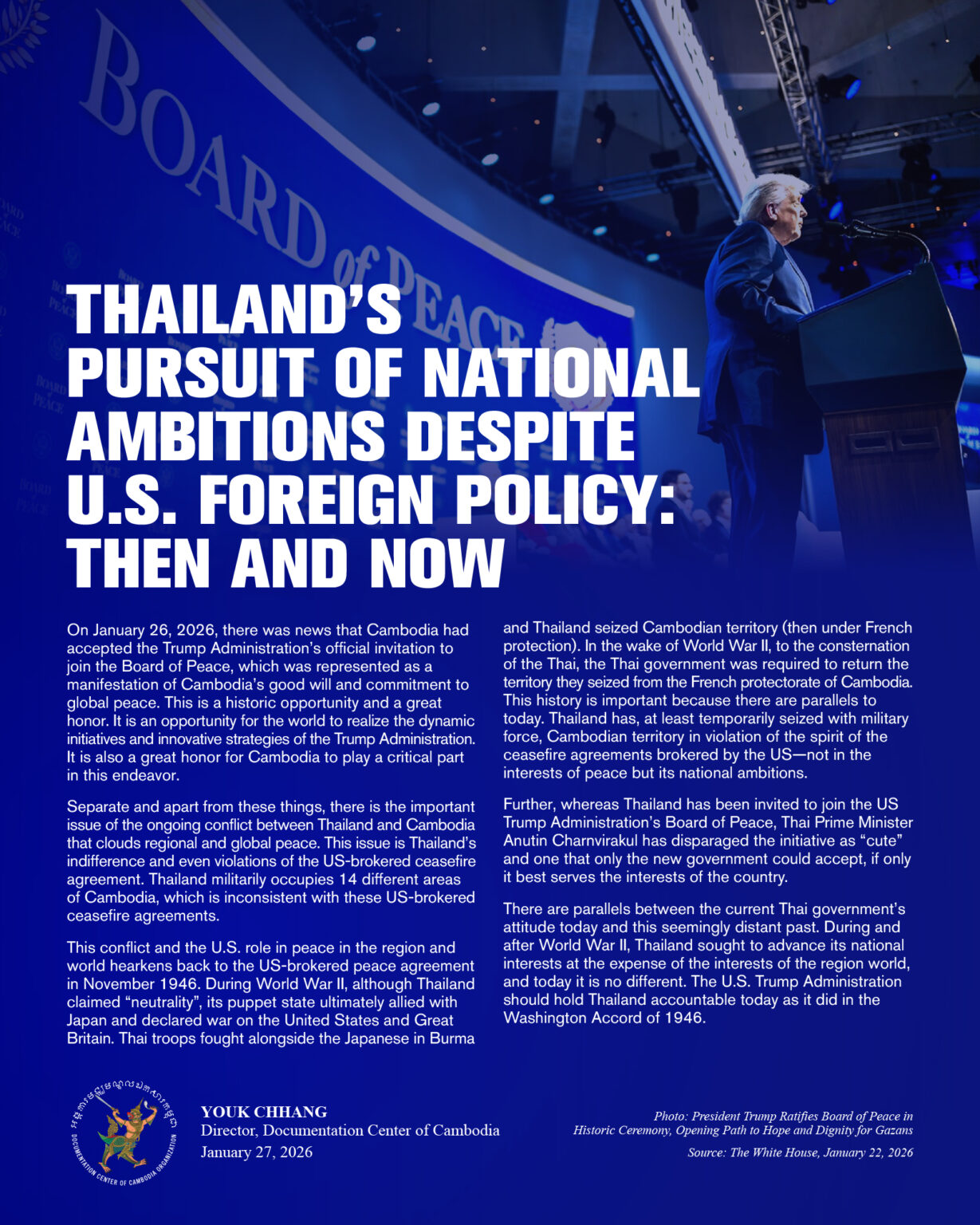 Board Of Thailand’s Cace Pursuit of National Peac Ambitions Despite U.s ...