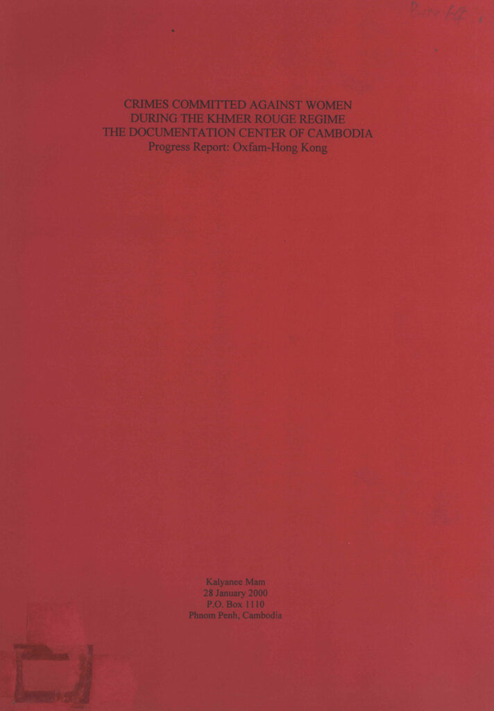 Crimes Committed Against women during the Khmer Rouge Regime: The ...