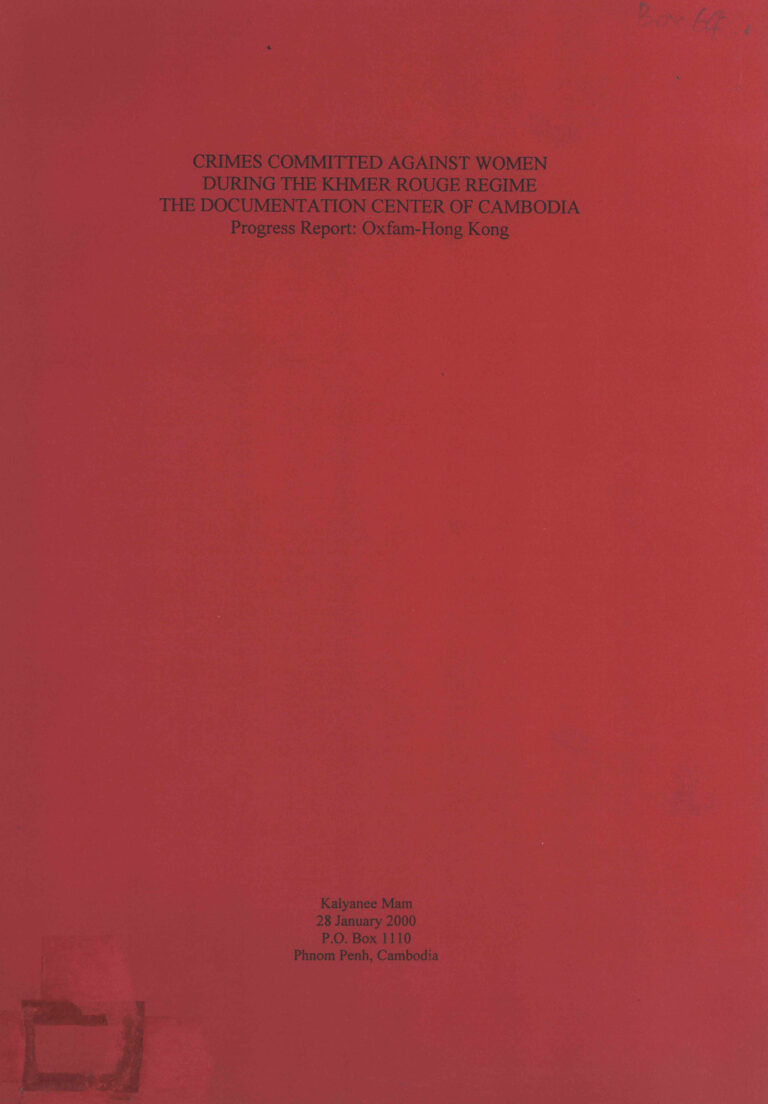 Crimes Committed Against women during the Khmer Rouge Regime: The ...
