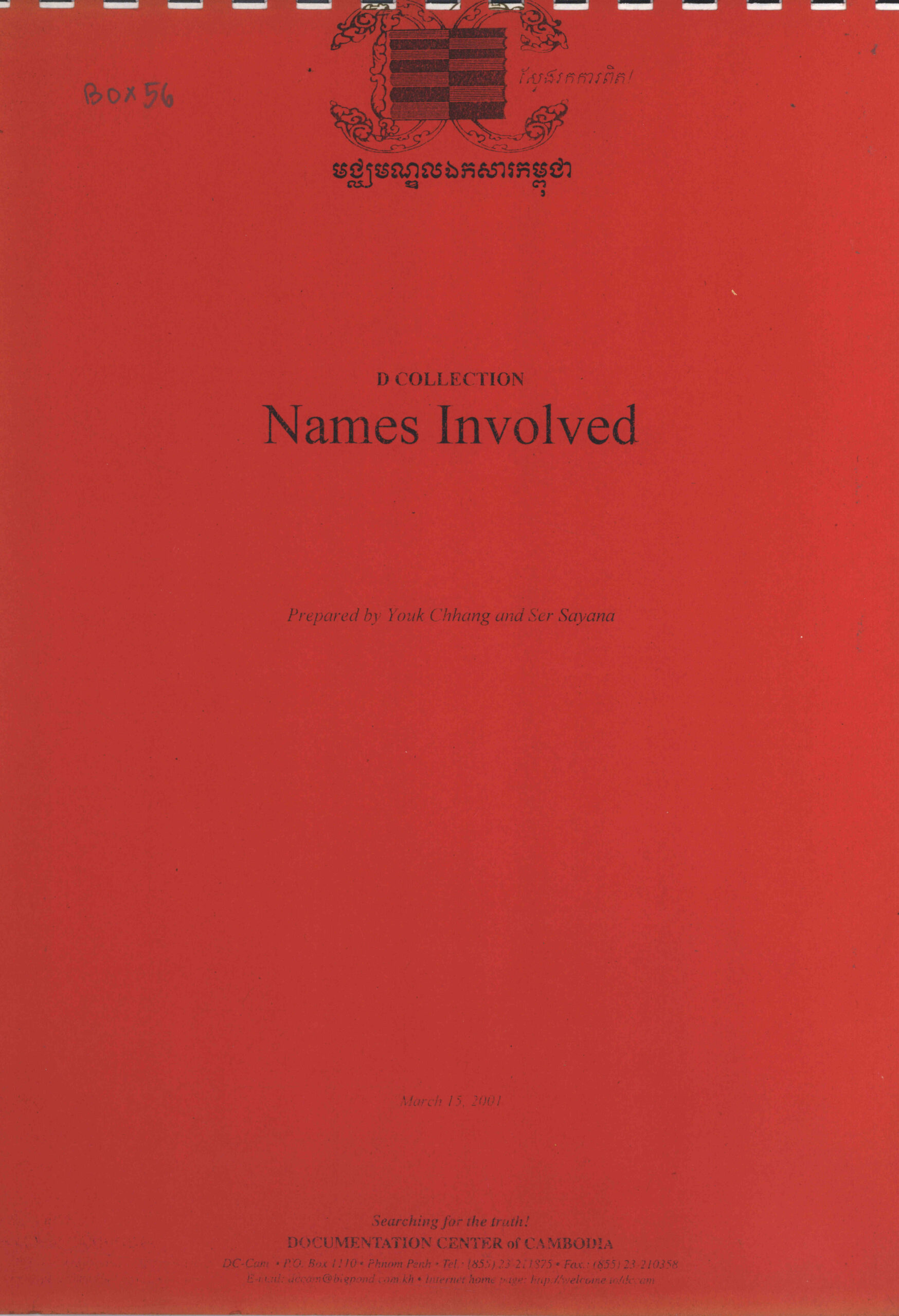 Names Involved: D Collection. – Documentation Center of Cambodia