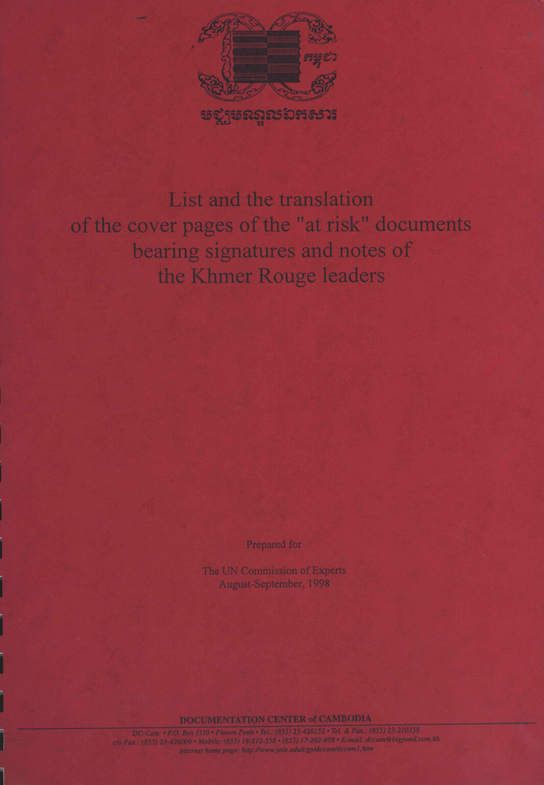 List and the translation of the cover pages of the “at risk” documents ...